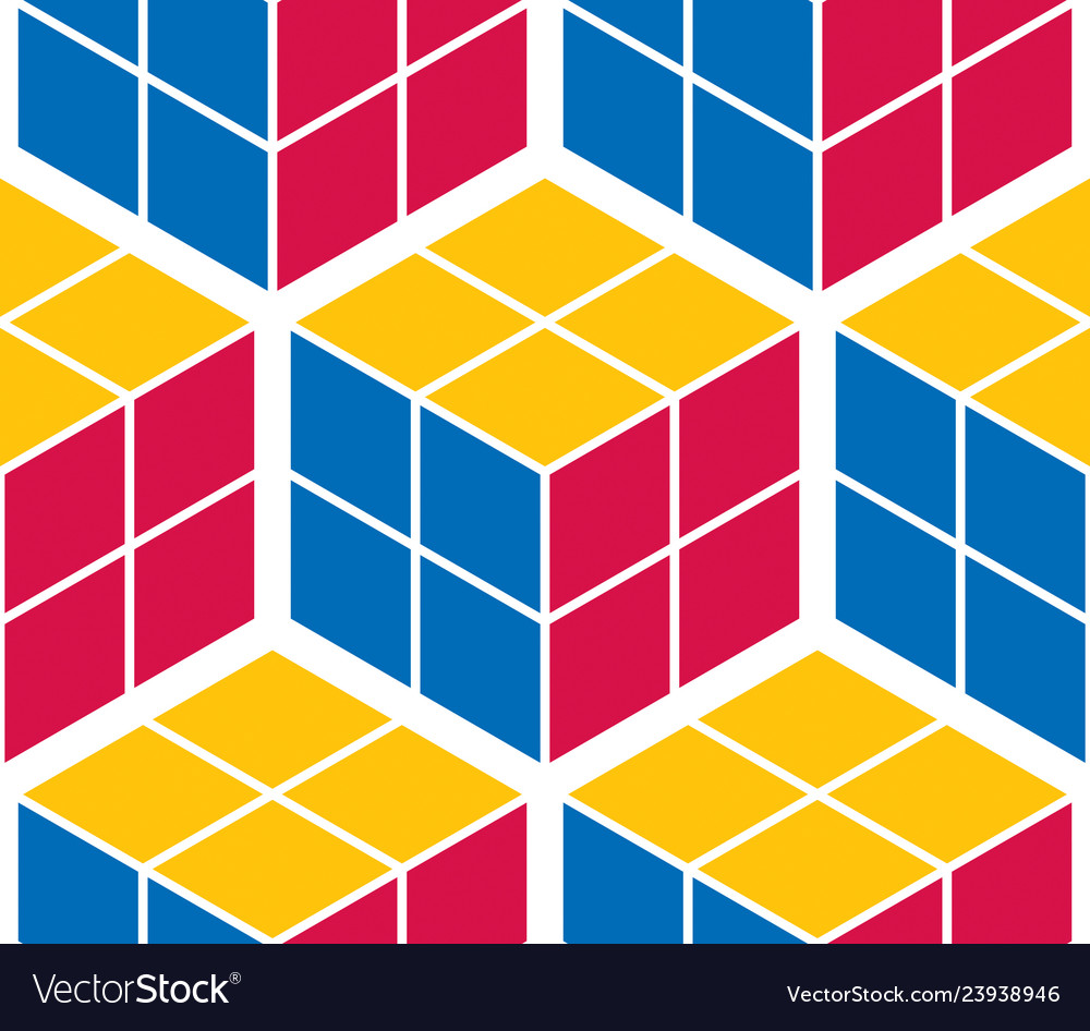 Geometric cubes abstract seamless pattern 3d Vector Image