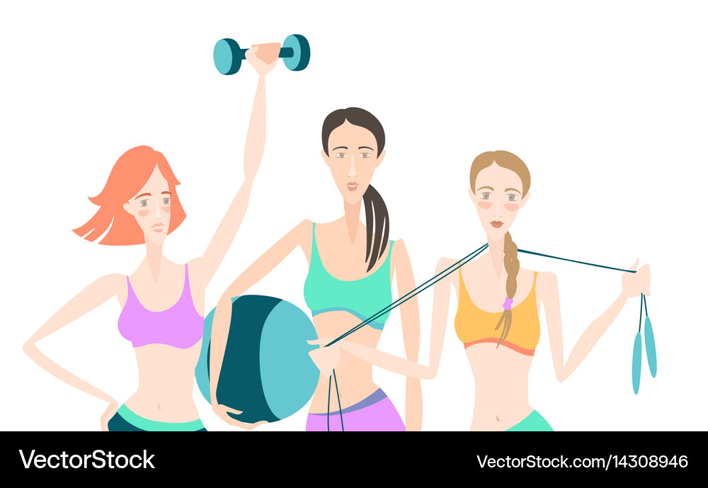 Group beautiful smiling young women standing Vector Image