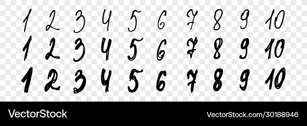 Hand drawn arabic numbers set collection Vector Image