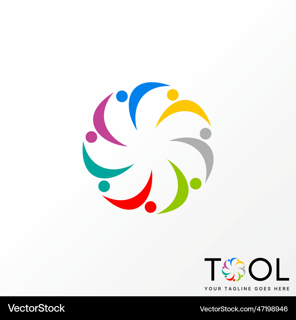 Happy active human colorful on hexagon circle Vector Image