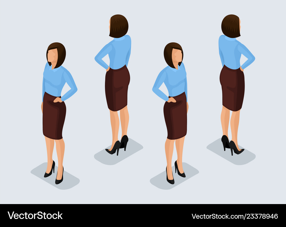 Isometric businesswomen front view rear view Vector Image