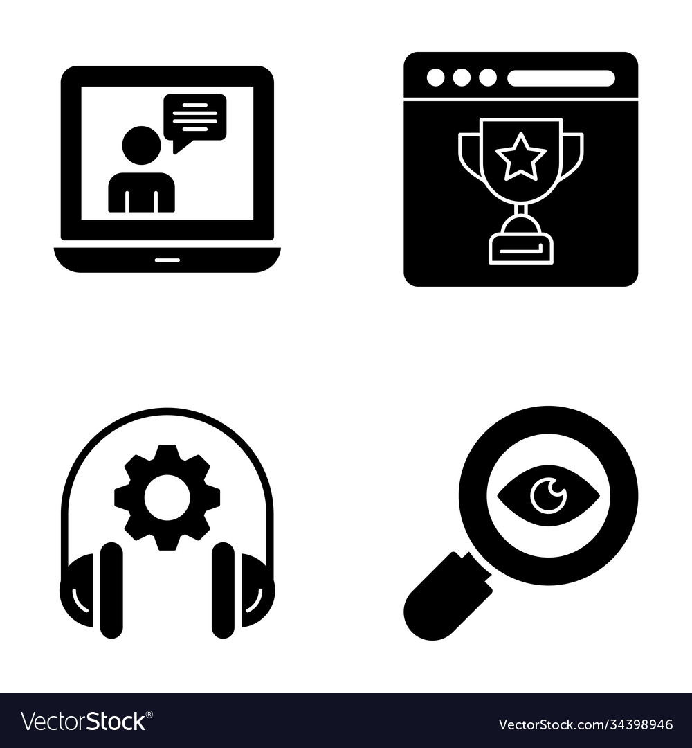 Online work solid pack Royalty Free Vector Image