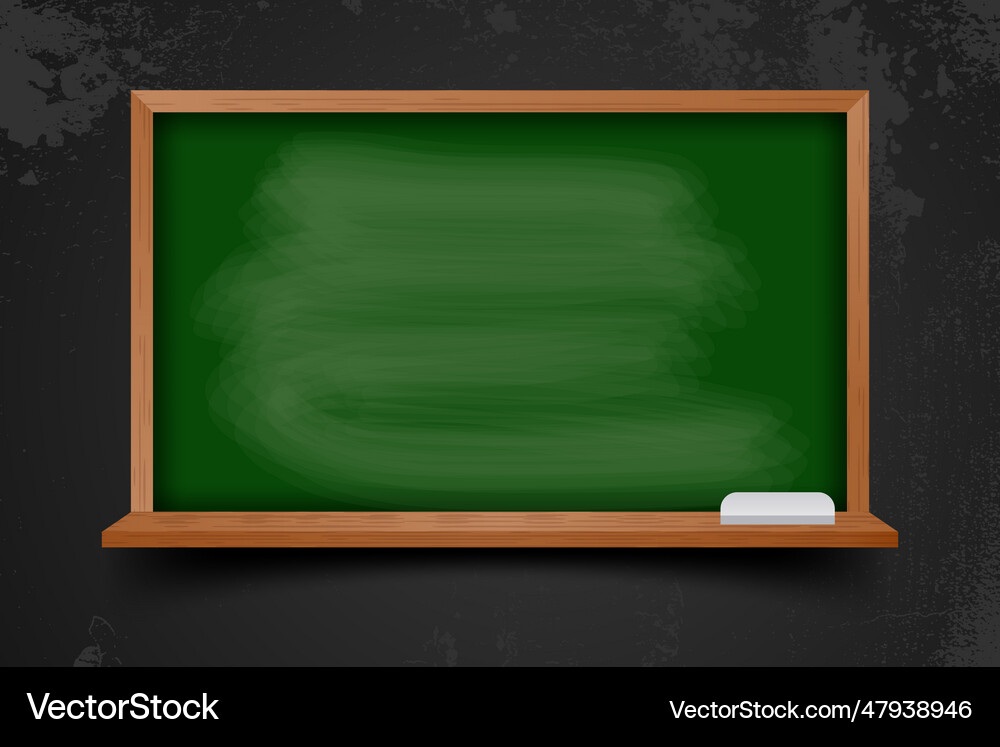 Realistic blank chalkboard in wooden frame Vector Image
