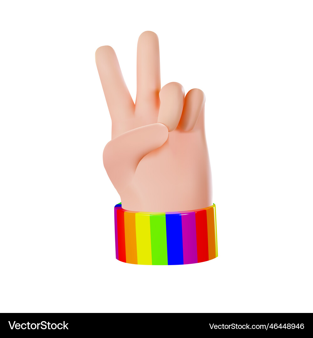 Rendering of the victory hand gesture Royalty Free Vector