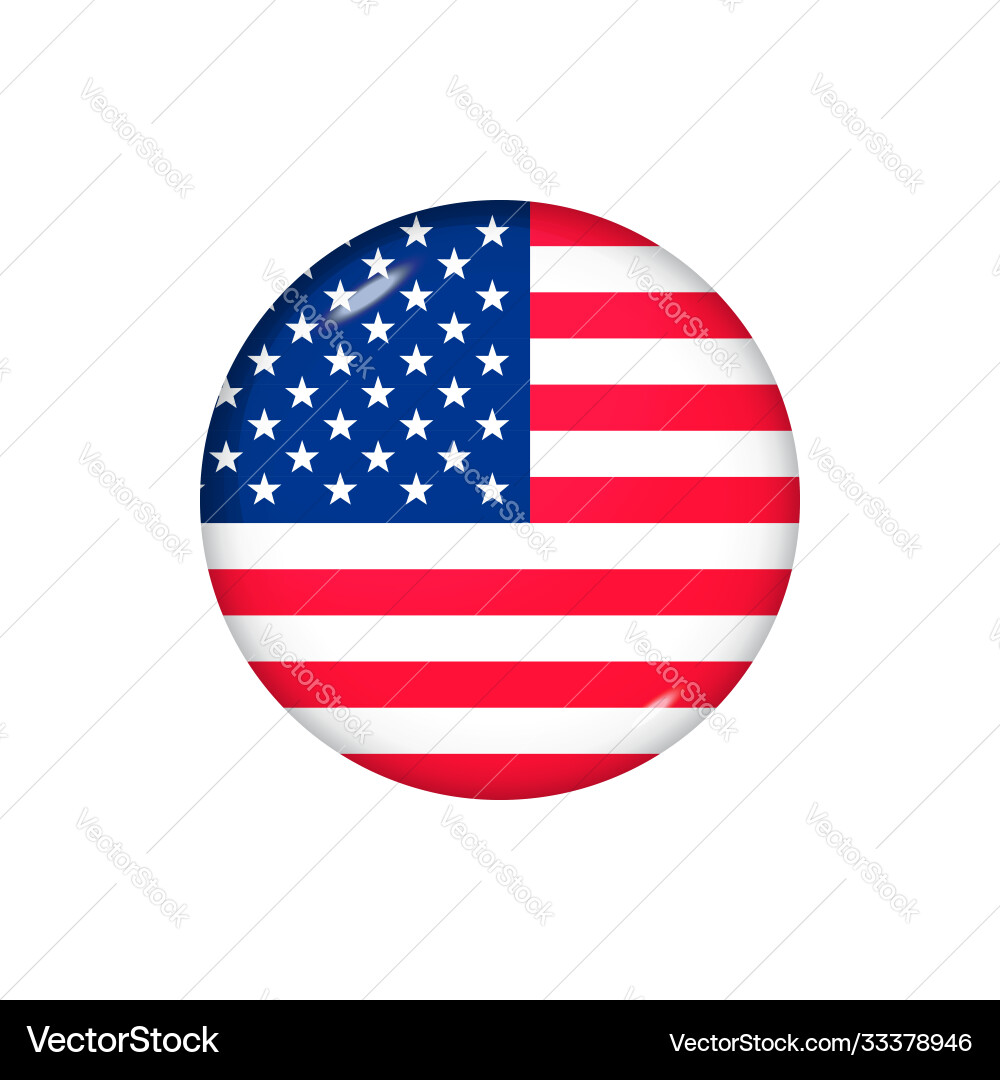 Round flag united states button icon glossy Vector Image