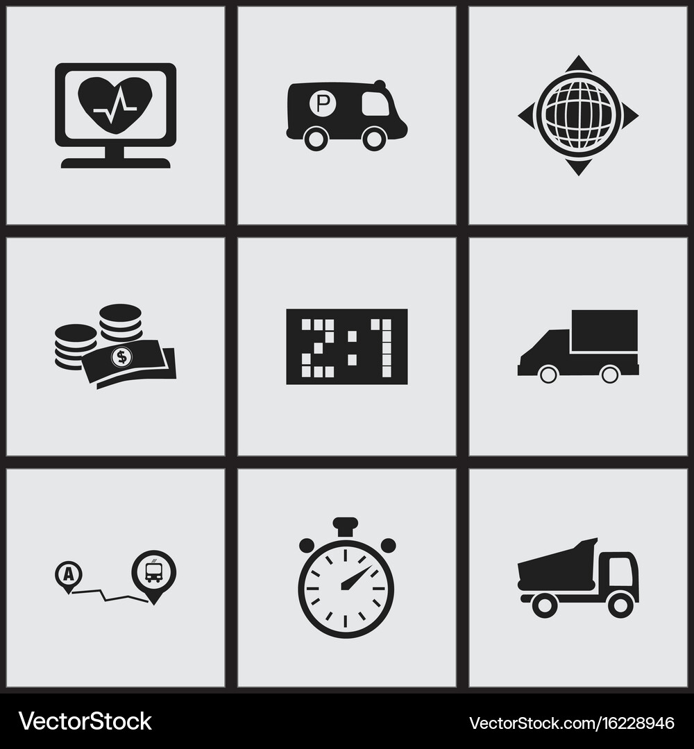 Set of 9 editable mixed icons includes symbols Vector Image