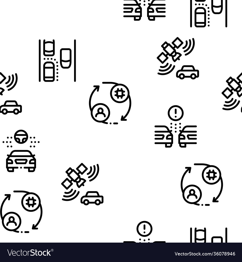 Smart car technology seamless pattern Royalty Free Vector