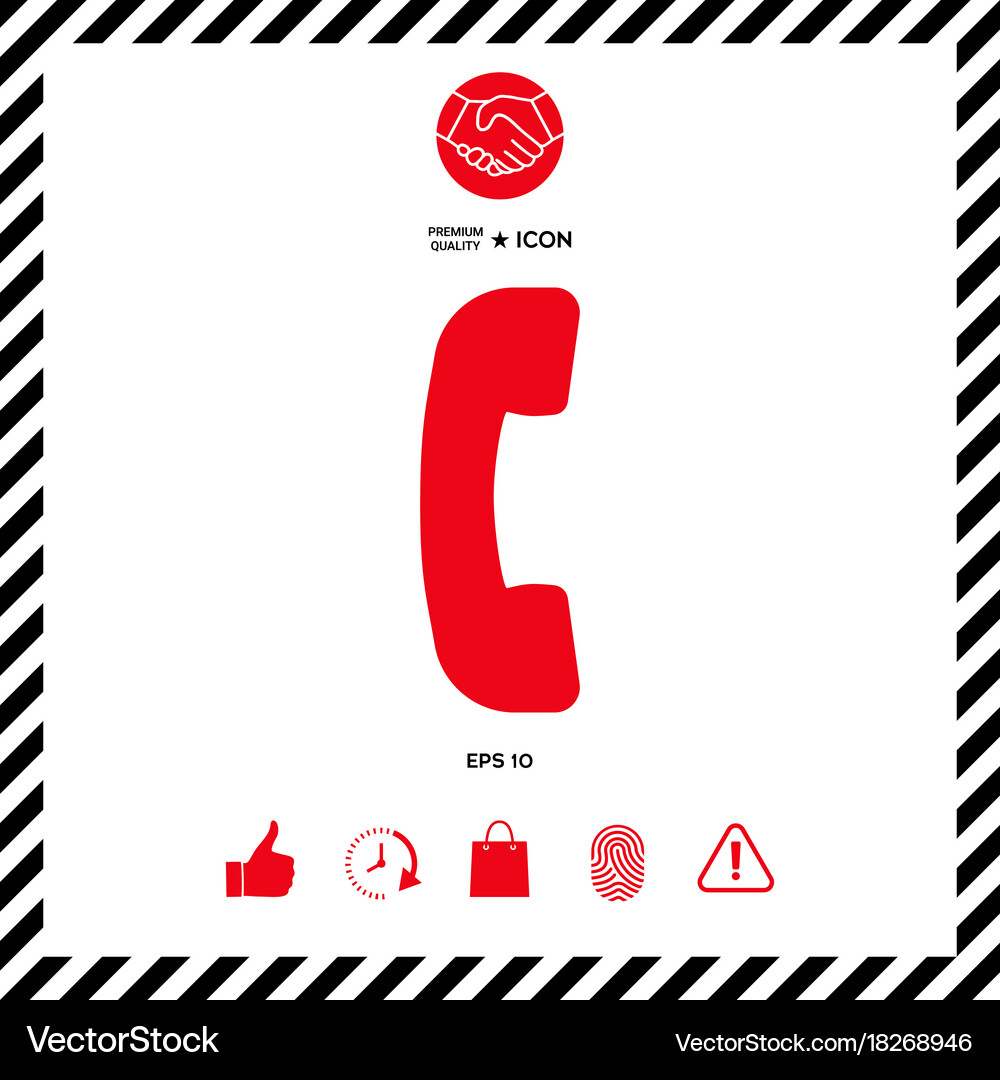 Telephone handset receiver symbol icon Royalty Free Vector