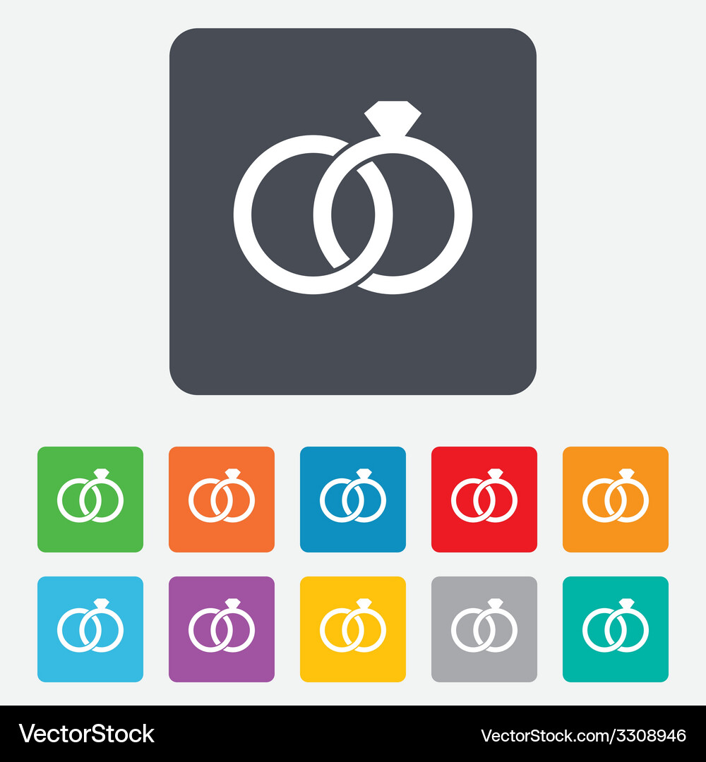 Wedding rings sign icon engagement symbol Vector Image