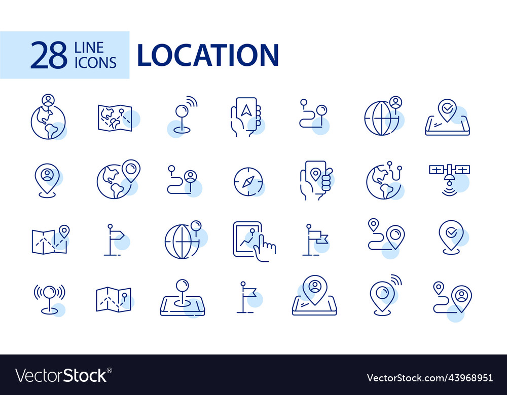28 line art location icons map pointers Royalty Free Vector 28 line art location icons map pointers Royalty Free Vector