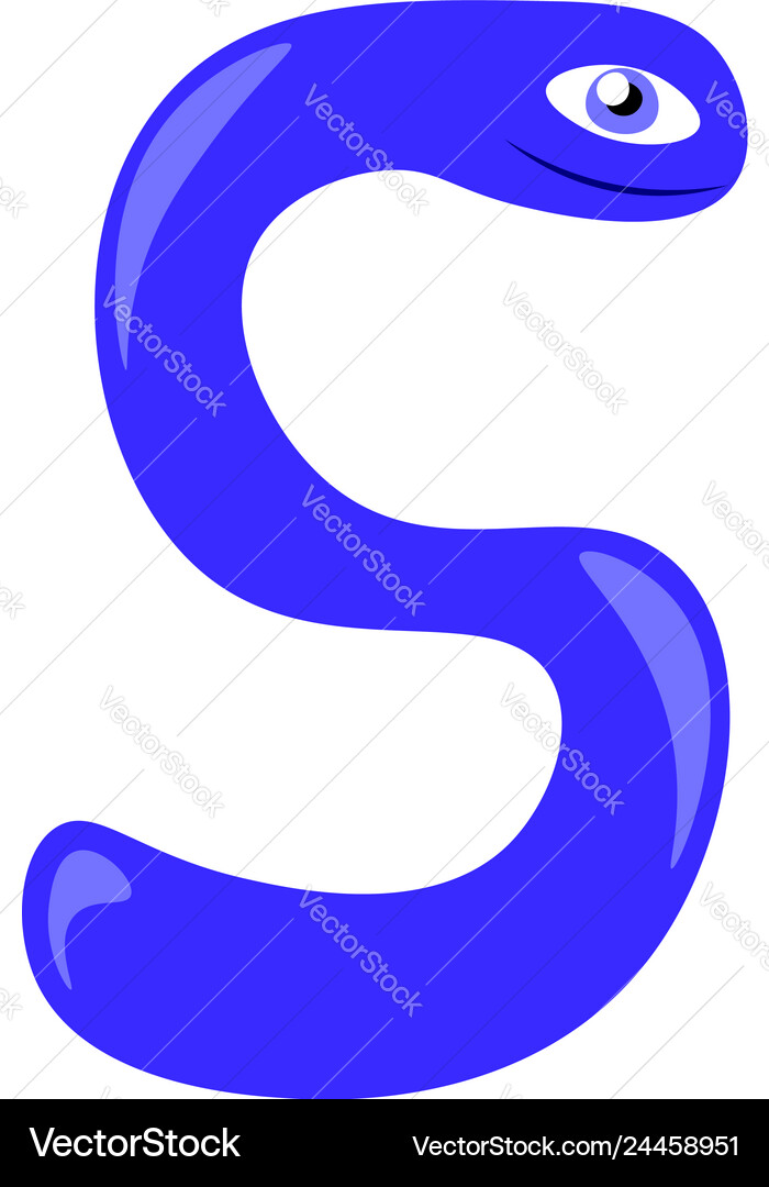Blue snake shaped s alphabet or color Royalty Free Vector