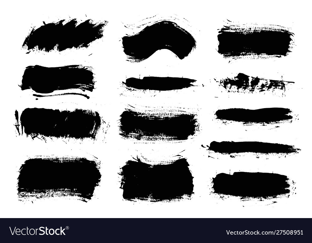 Brush strokes paintbrush set grunge Royalty Free Vector