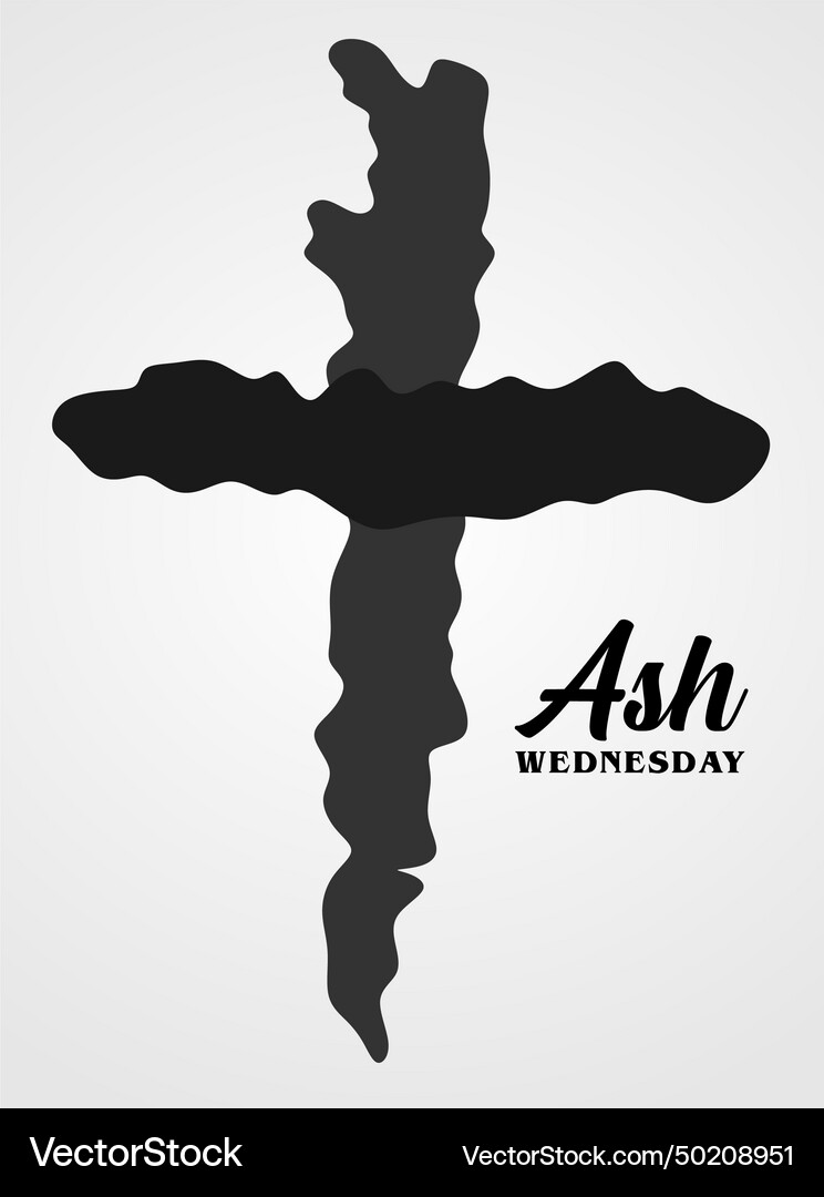Celebrate ash wednesday with cross Royalty Free Vector Image