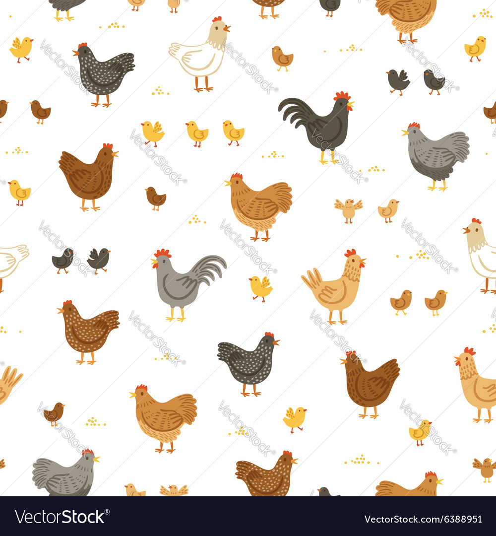 Chickens and chicks seamless pattern Royalty Free Vector Chickens and chicks seamless pattern Royalty Free Vector