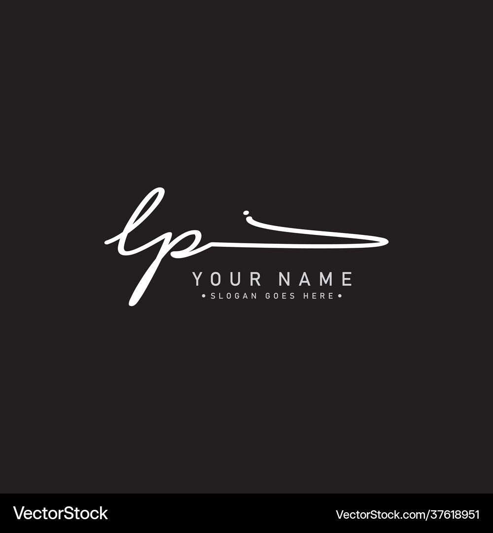 Initial letter lp logo - handwritten signature Vector Image