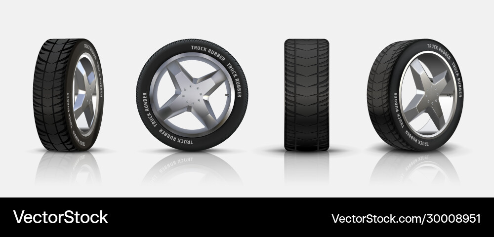 Realistic car tires 3d isolated auto tyres Vector Image