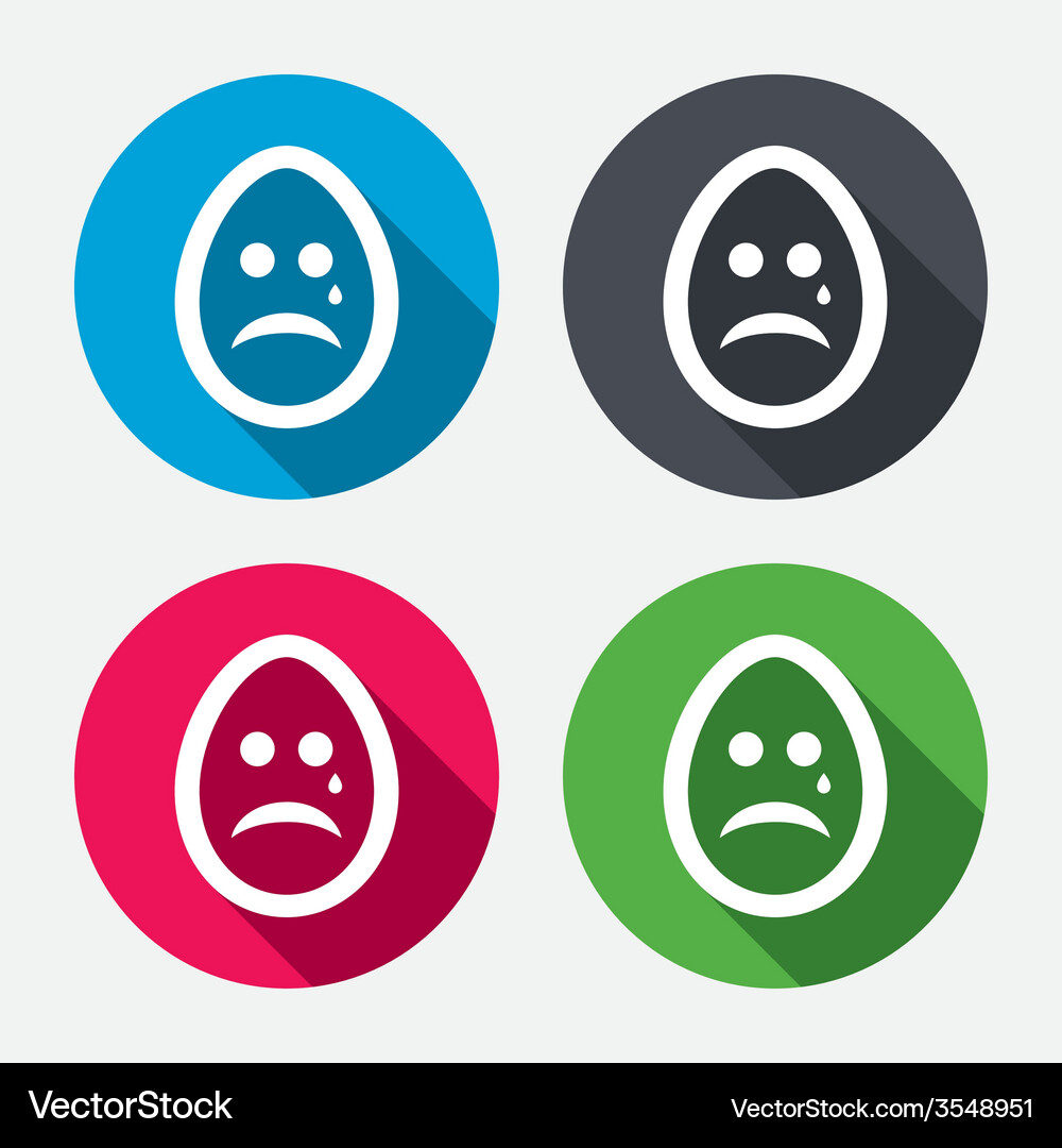 Sad egg face with tear sign icon crying symbol Vector Image
