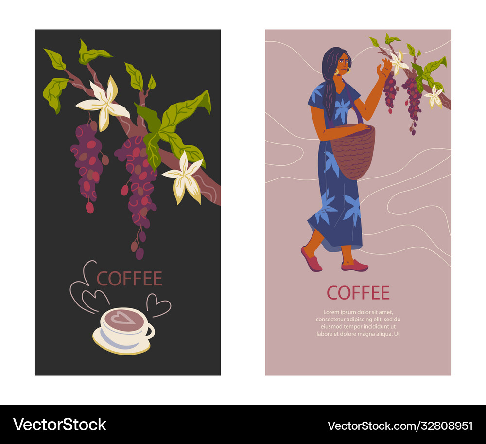 Set cards for coffeeshop or coffee package Vector Image