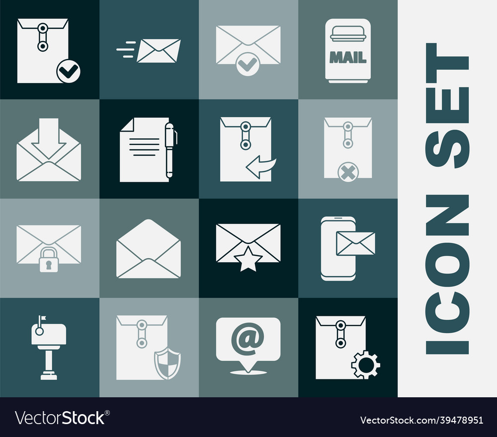 Set envelope setting mobile and envelope delete Vector Image