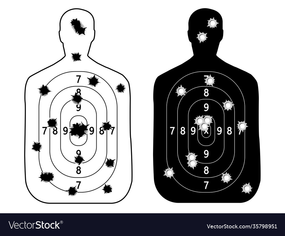 Shooting range gun target with bullet holes Vector Image Shooting range gun target with bullet holes Vector Image