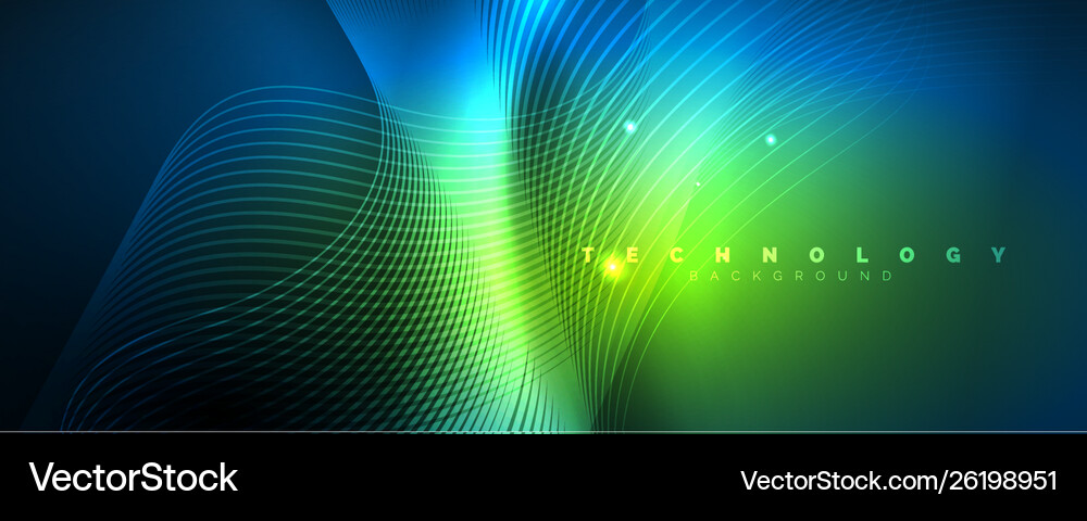 Trendy neon blue abstract design with waves Vector Image