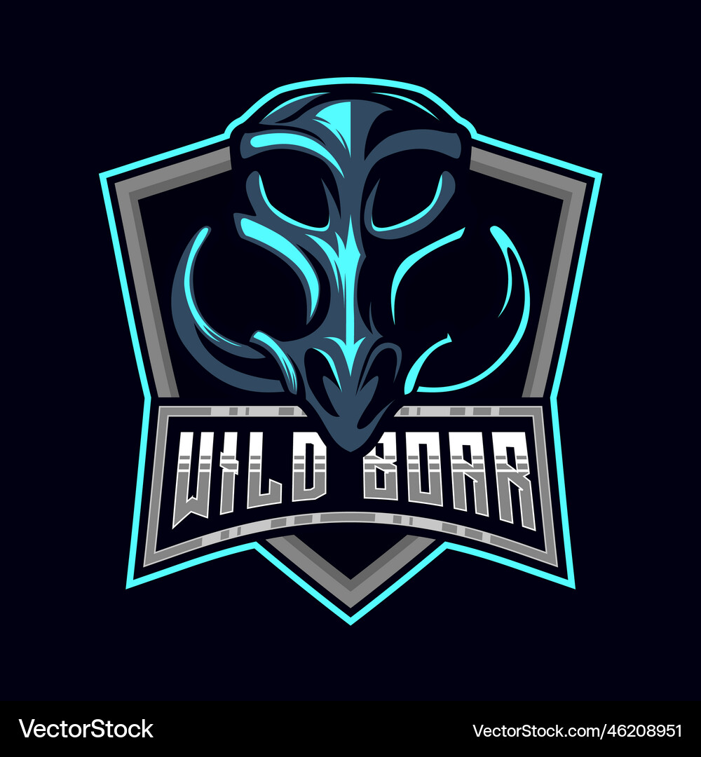Warthog skull e-sport mascot logo design template Vector Image