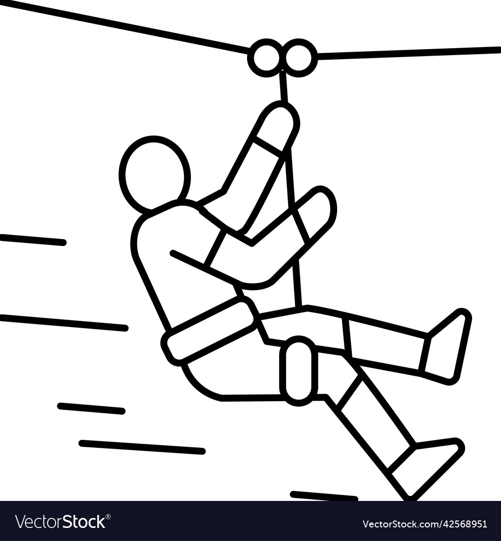 Zip lining line icon Royalty Free Vector Image
