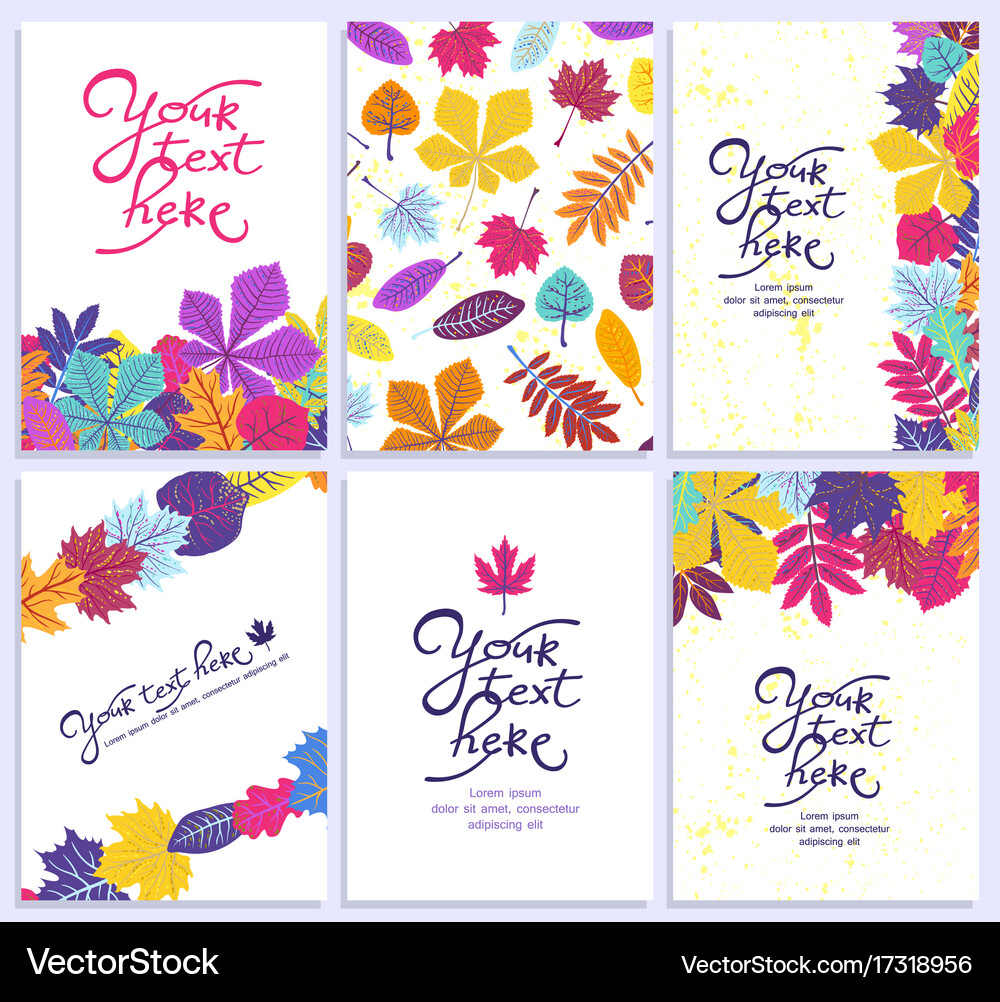Bright vertical card with leaves and place Vector Image