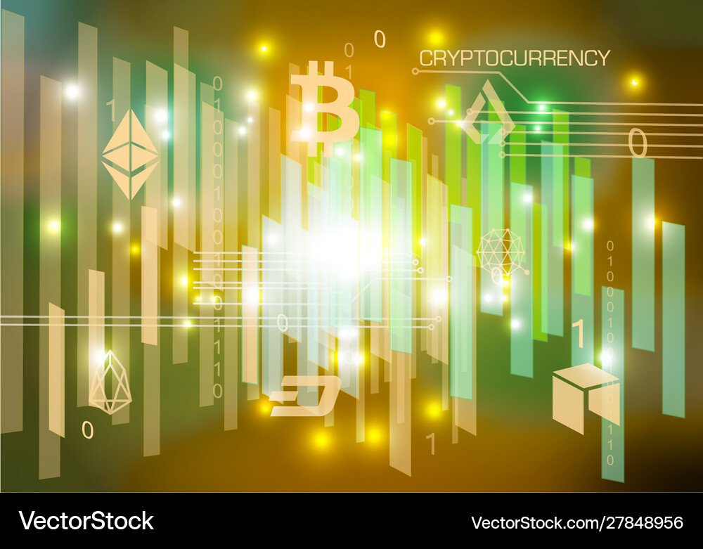 Cryptocurrency abstract background in gold color Vector Image