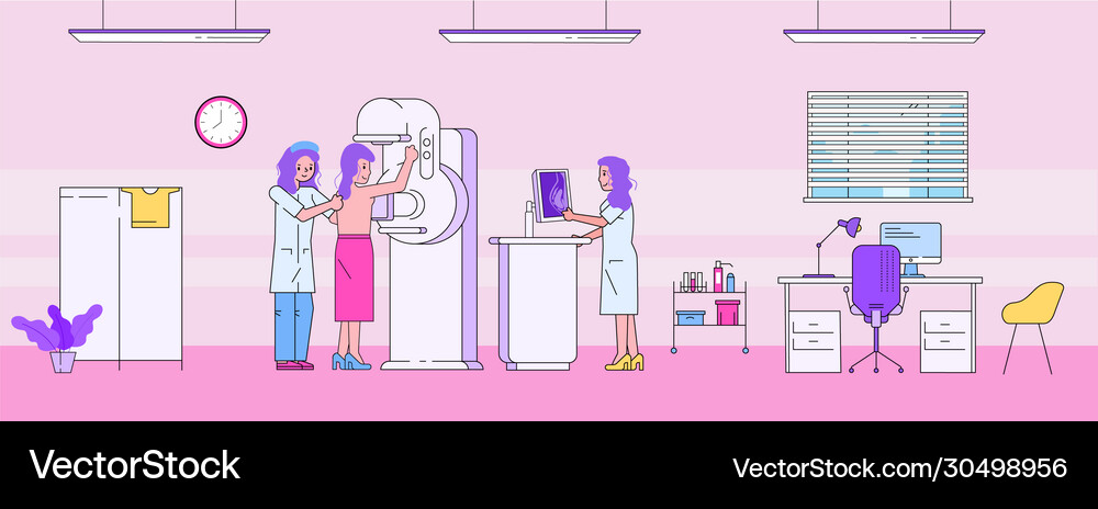 Doctor mammography cartoon Royalty Free Vector Image