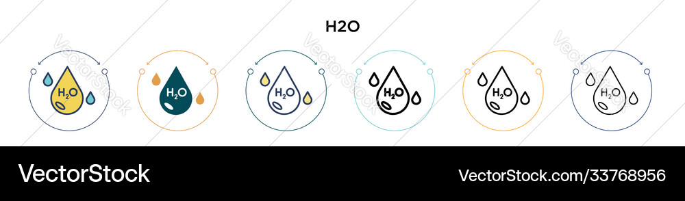 H2o icon in filled thin line outline and stroke Vector Image