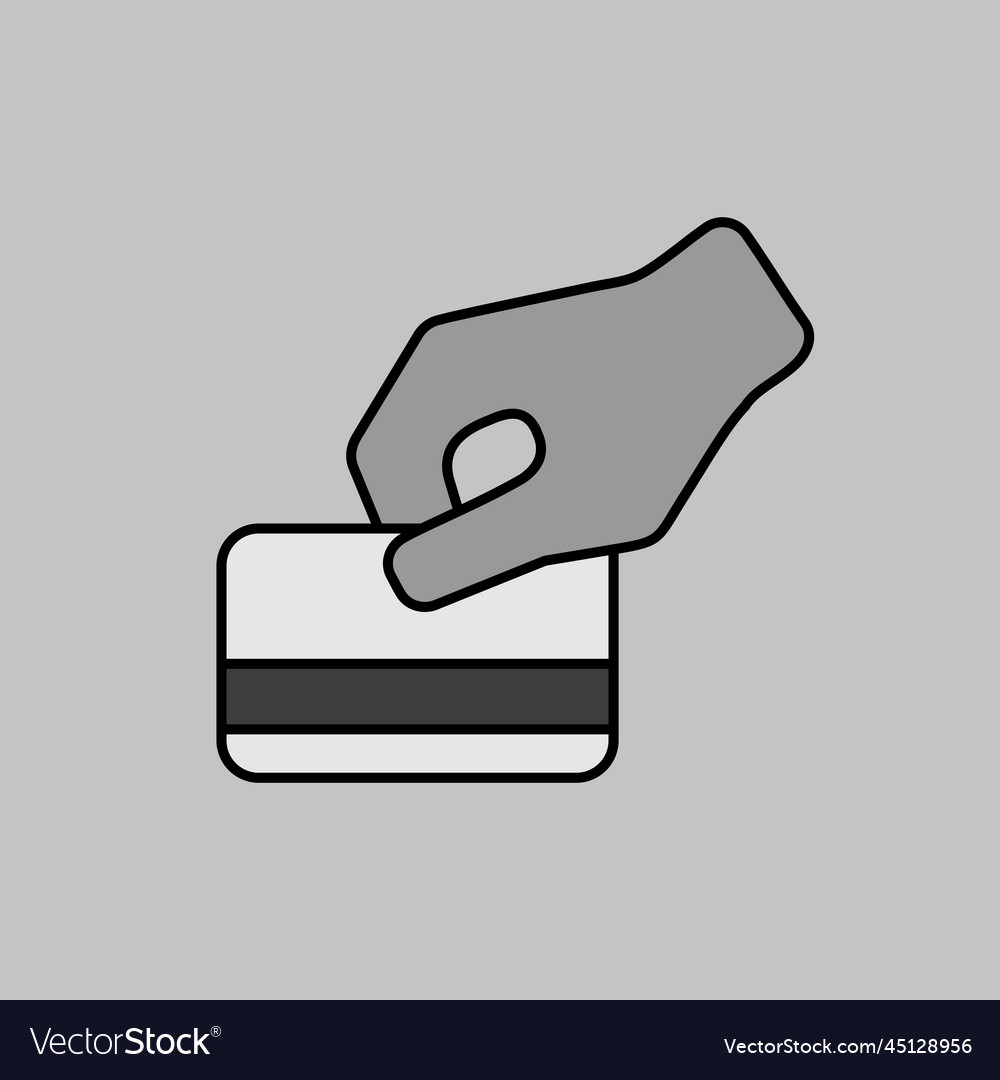 Hand swipe credit card during purchase outline Vector Image Hand swipe credit card during purchase outline Vector Image