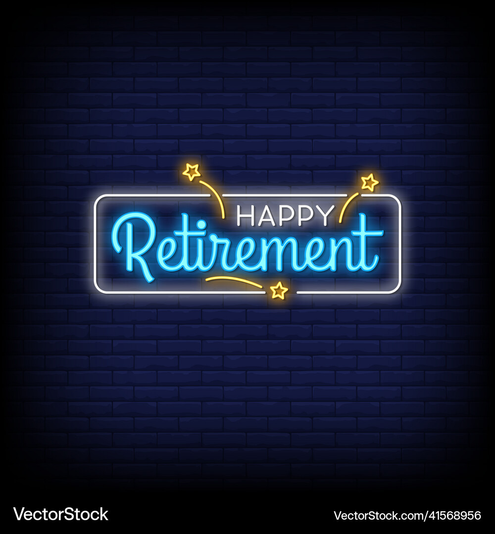 Happy retirement neon signs style text Royalty Free Vector
