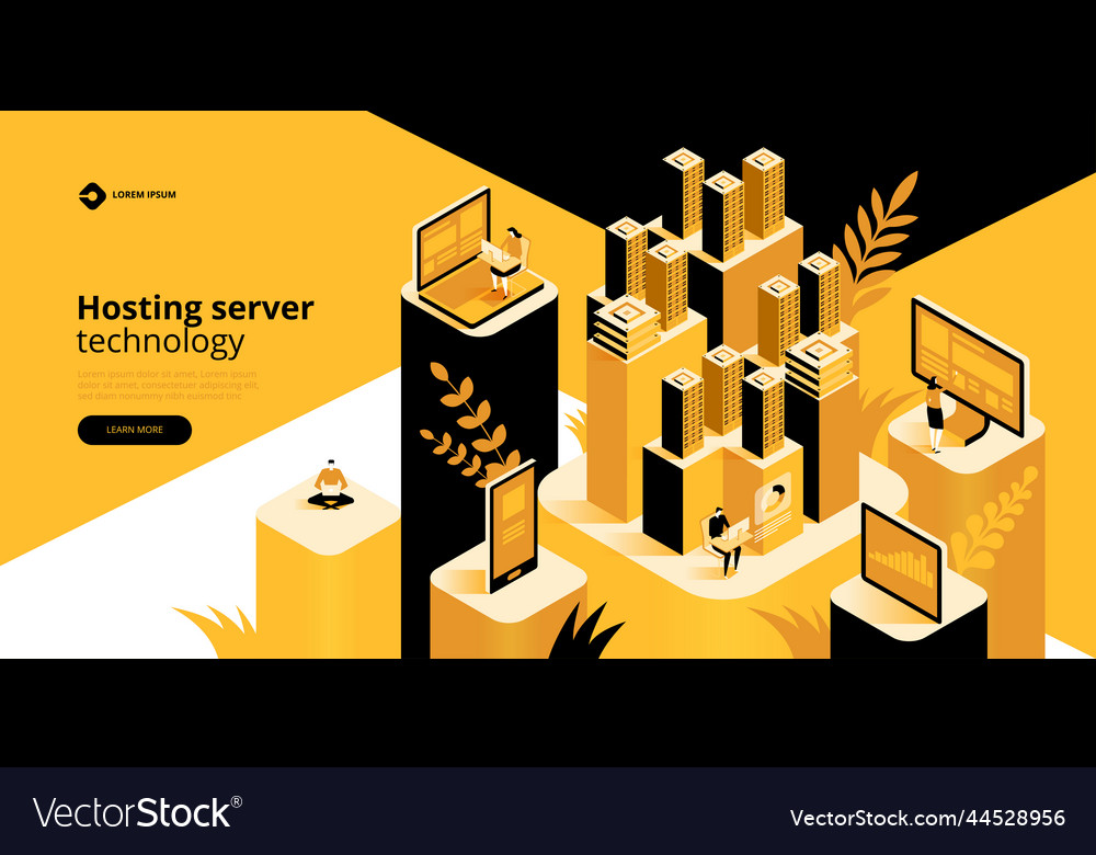 Hosting server isometric abstract 3d datace Vector Image