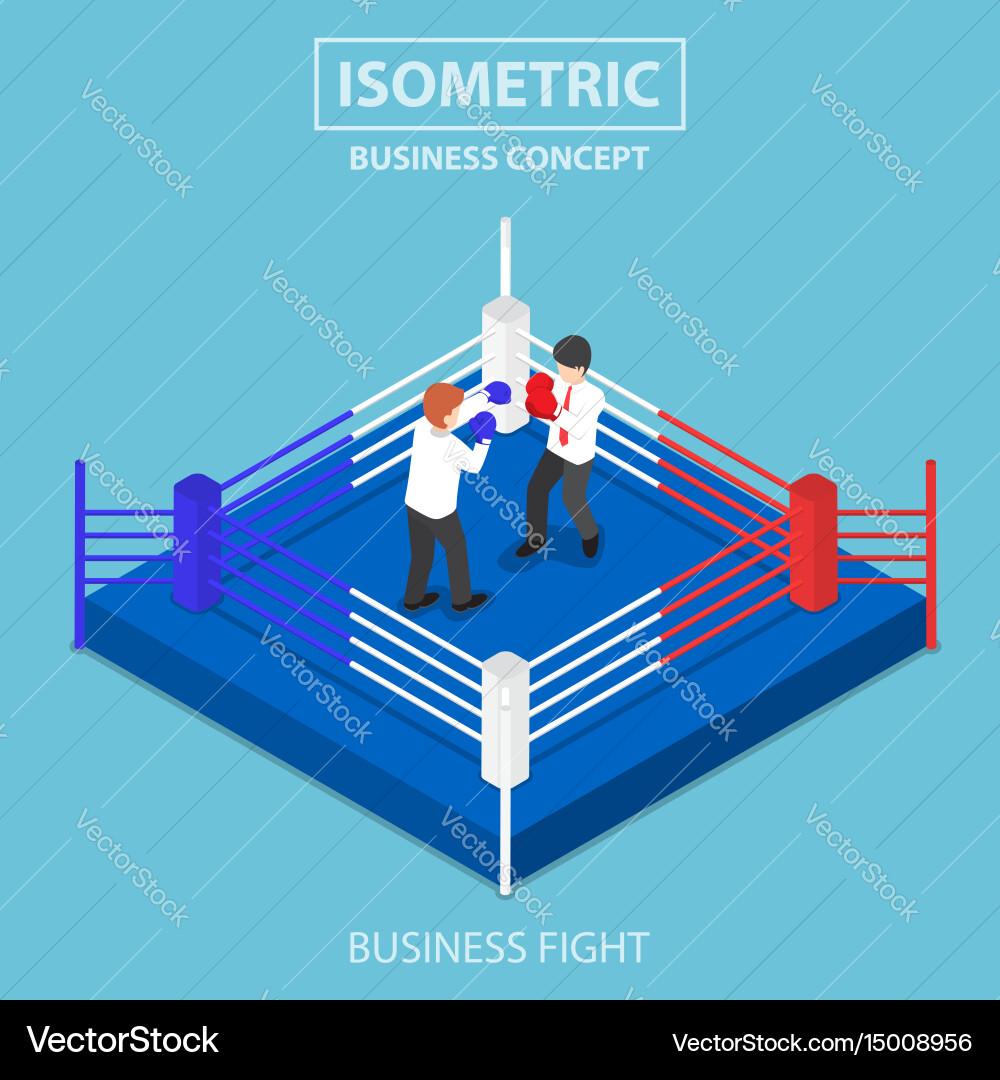 Isometric businessmen fighting on boxing ring Vector Image