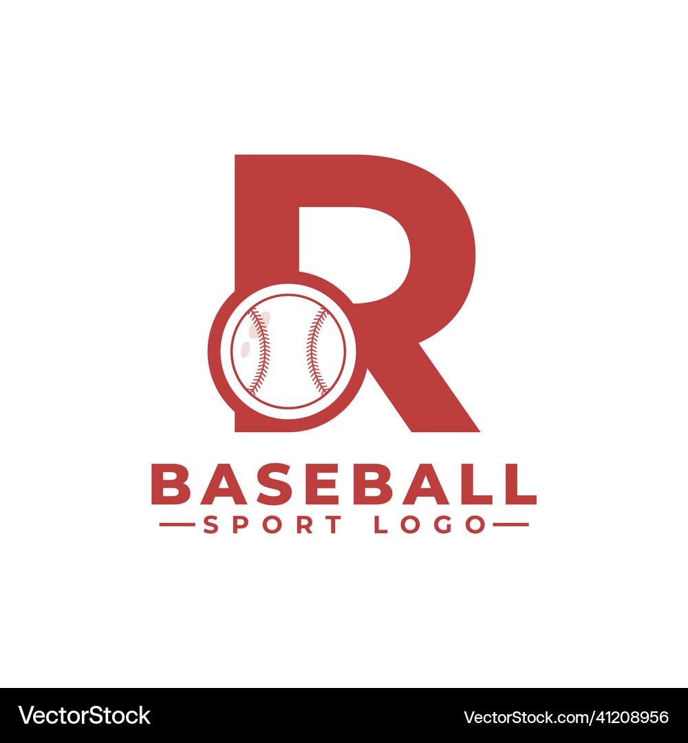 Letter r with baseball logo design design Vector Image