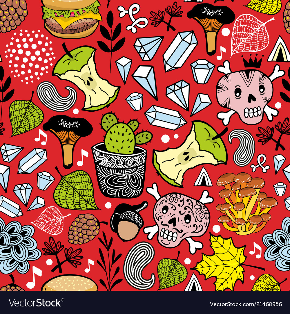 Seamless pattern with cute nature elements Vector Image