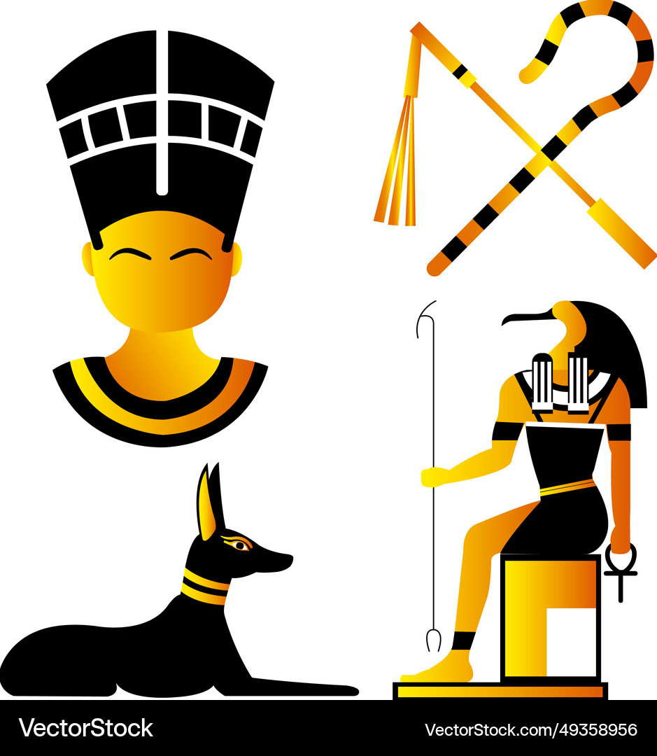 Set of colored egypt icons Royalty Free Vector Image