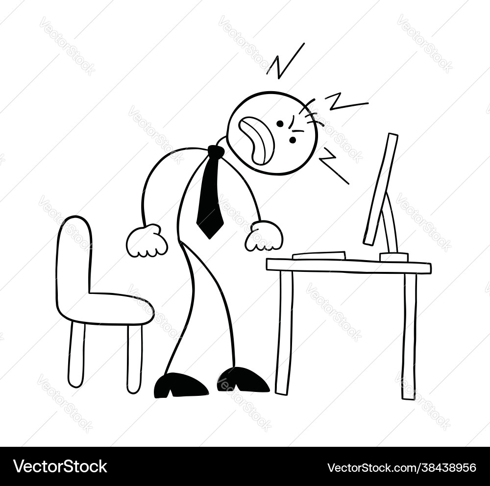 Stickman businessman character getting angry Vector Image