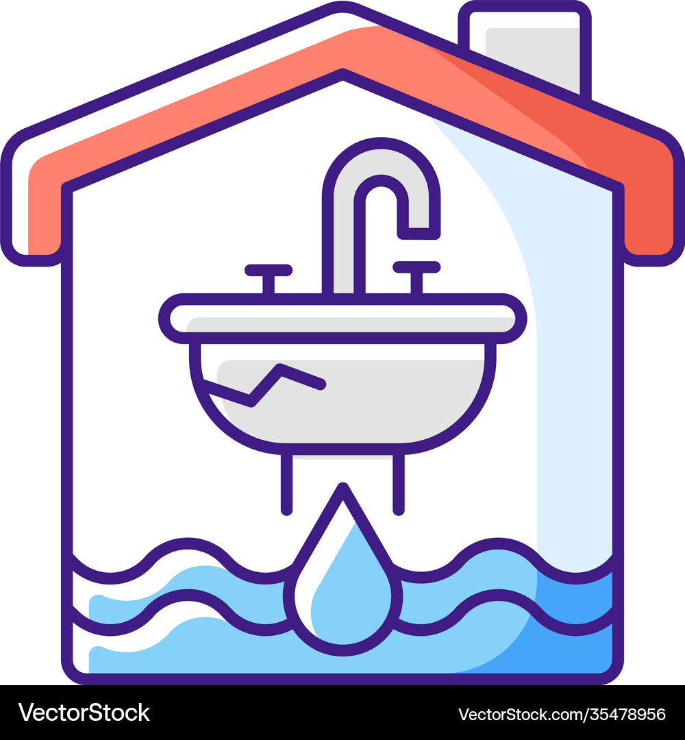 Water damage rgb color icon Royalty Free Vector Image