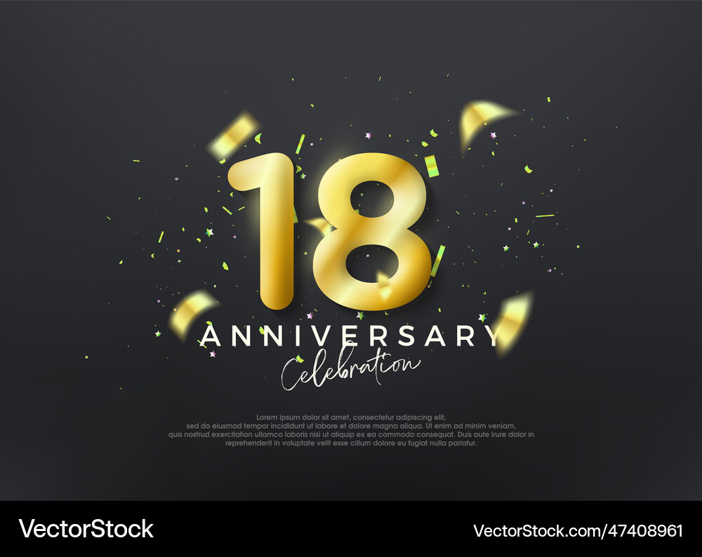 18th anniversary numbers gold luxury background Vector Image