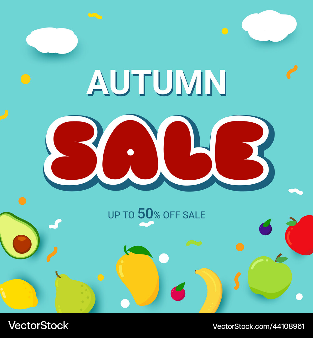 Autumn square sale banner layout design template Vector Image