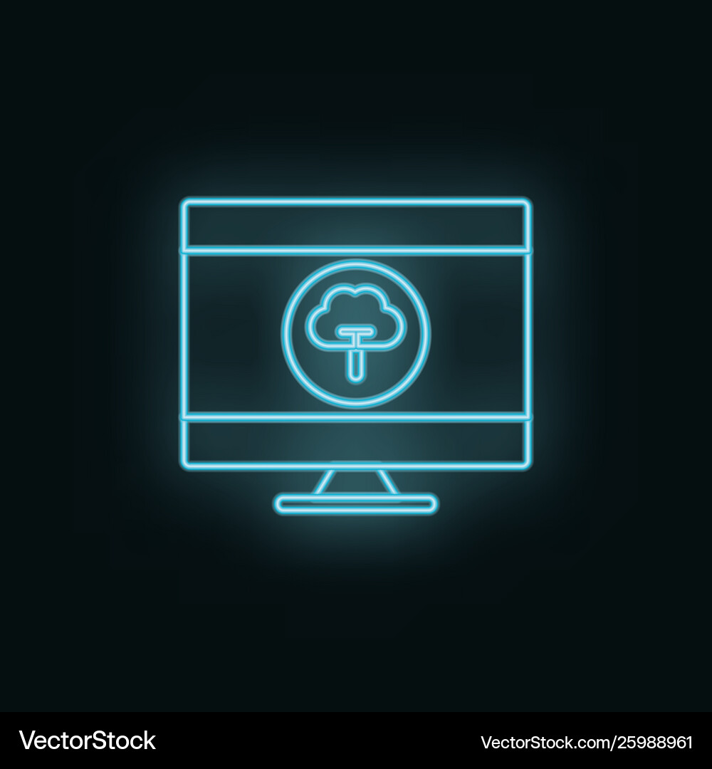 Cloud cleaning monitor neon icon web development Vector Image