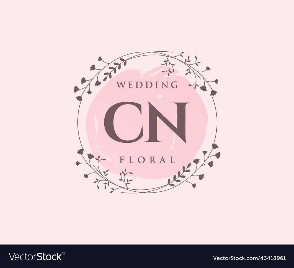 Cn initials letter wedding monogram logos Vector Image