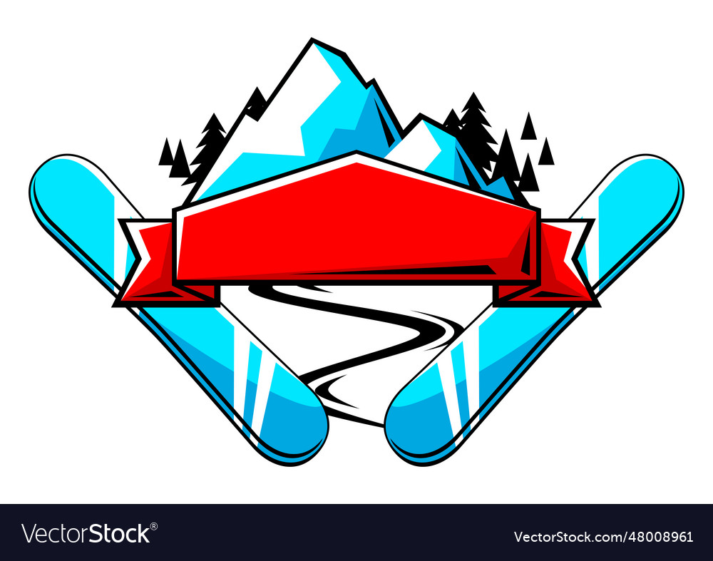 Emblem with snowboarding symbols winter sport Vector Image