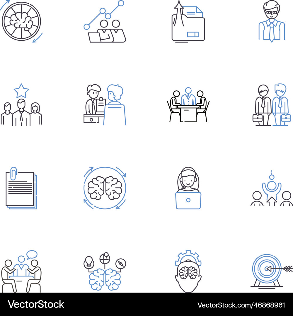 Employee engagement workshop line icons collection
