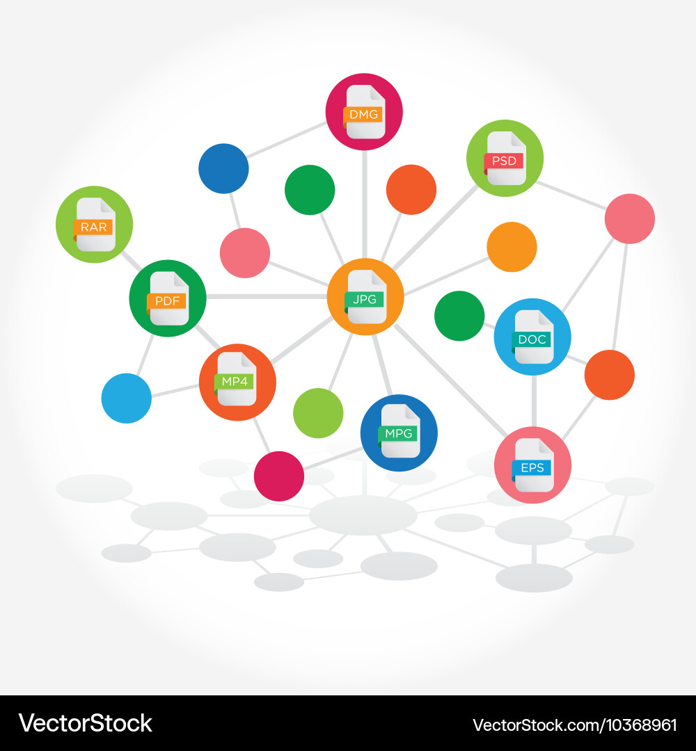 File extensions connected Royalty Free Vector Image