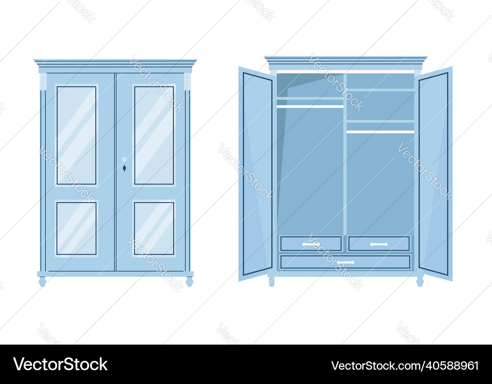 Flat of vintage wardrobe Royalty Free Vector Image