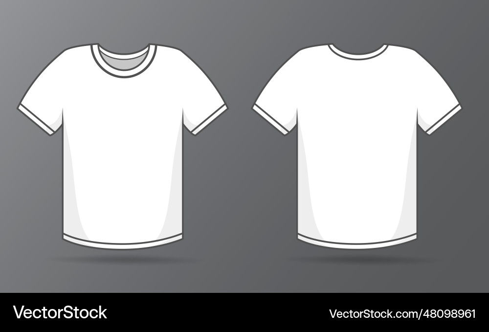 Front and back templates simple white t-shirt for Vector Image
