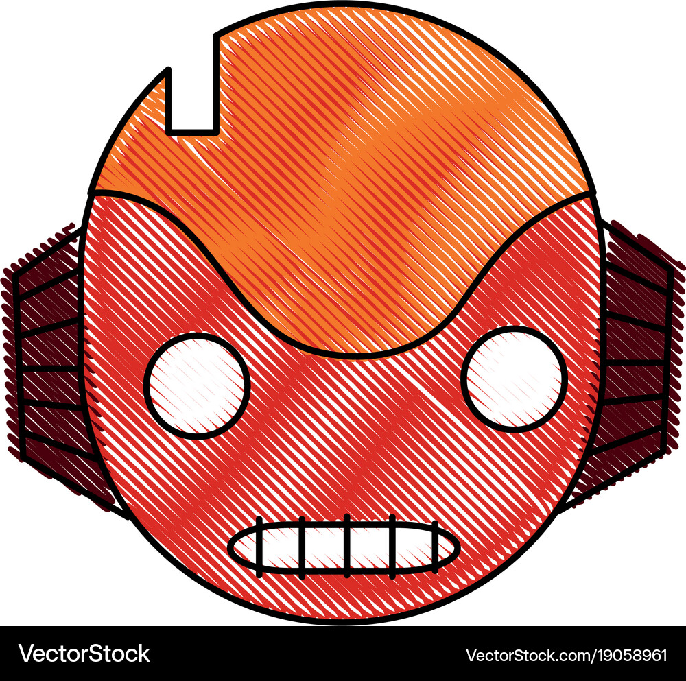 Grated robot head technology with ears and mouth Vector Image
